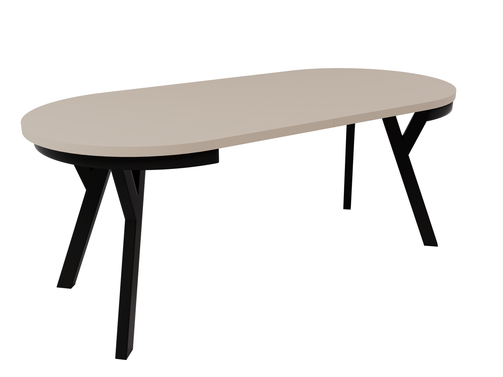 Stół Okrągły Rozkładany ARI 90-190 cm Piasek Pustyni – Beż Nogi Czarne ...